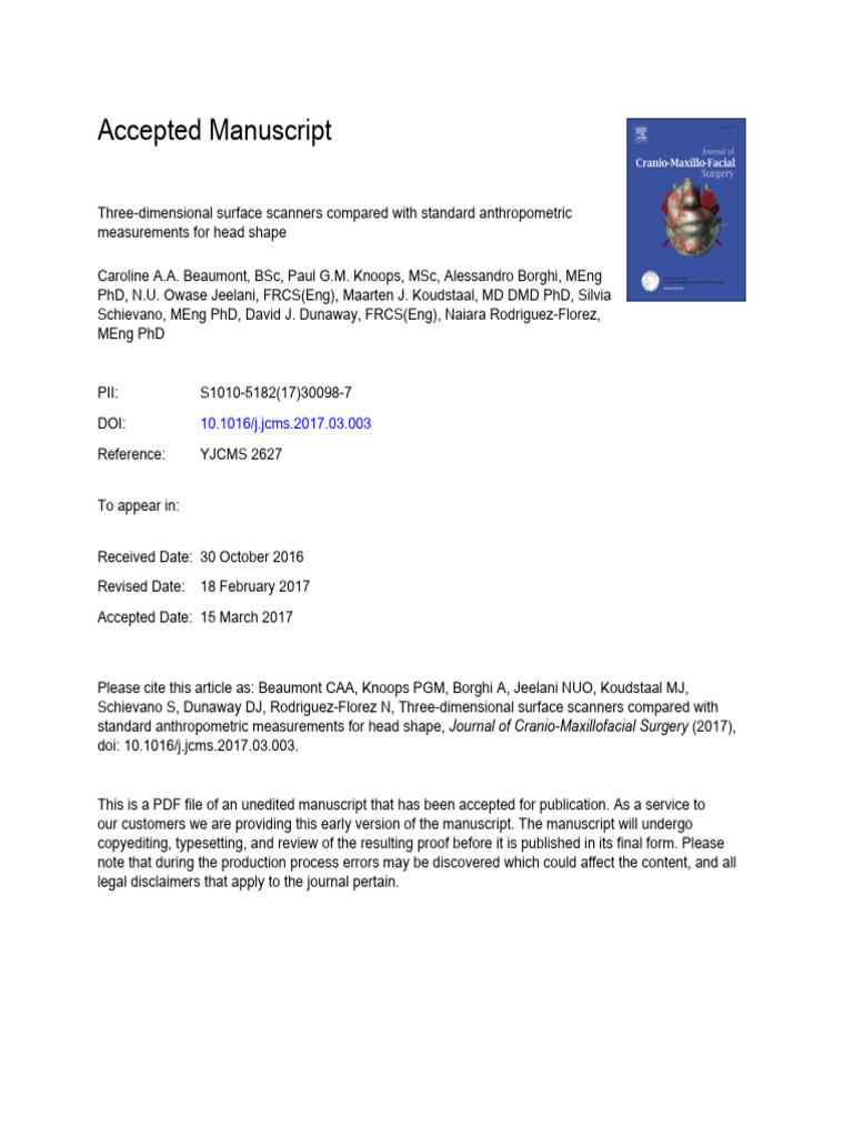 2017 Three Dimensional Surface Scanners Compared With Standard Anthropometric Measurements For