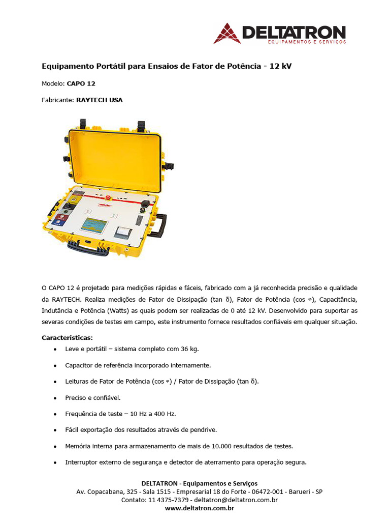 Especificação Técnica - CAPO 12 - Raytech | PDF | Eletromagnetismo ...