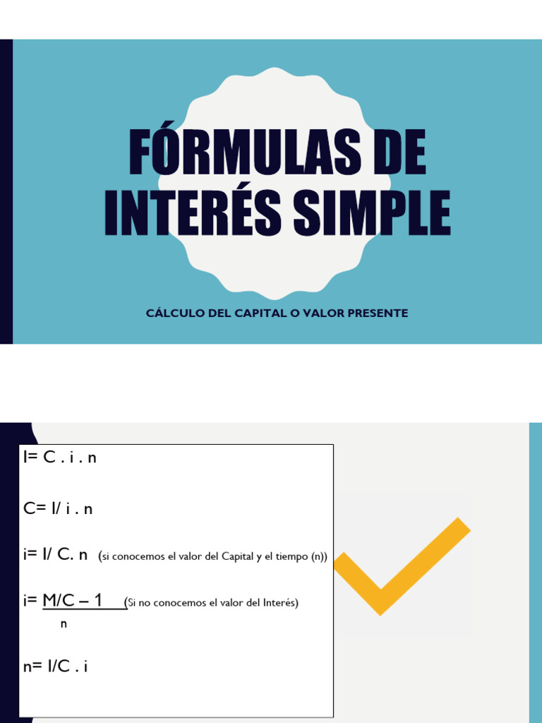 Fórmulas de Interés Simple. Capital o Valor Presente | PDF | Matemáticas