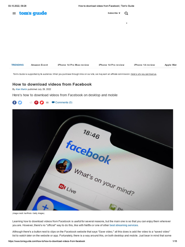 How To Download Videos From Facebook - Tom's Guide | PDF | Facebook | I ...