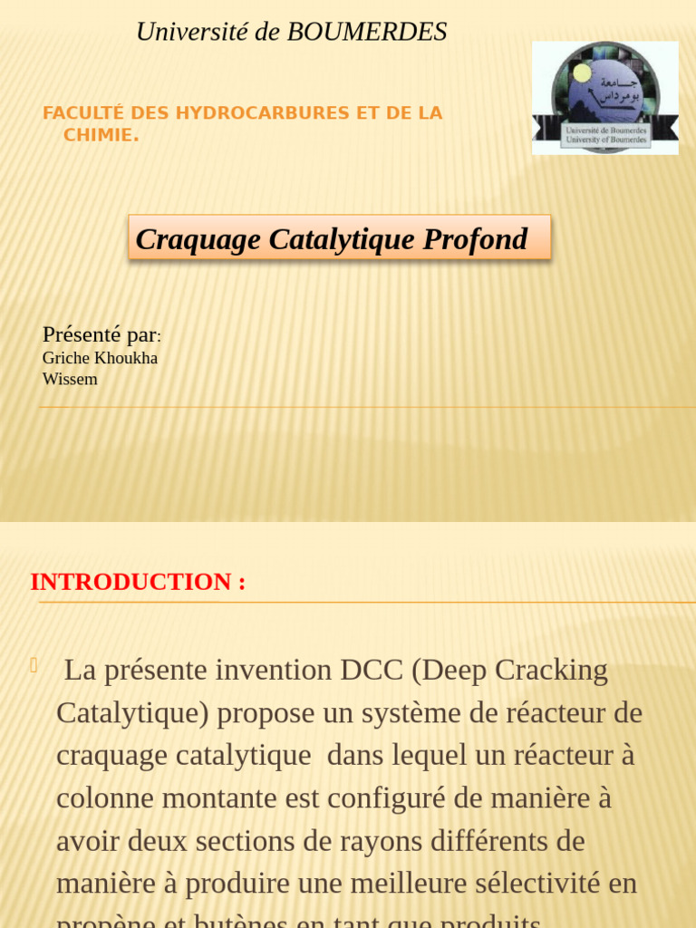 Craquage Catalytique Profond DCC | PDF | Catalyse | Craquage