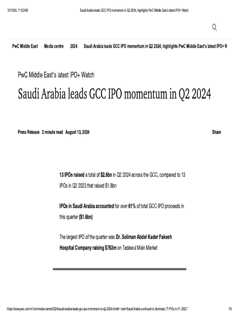 Saudi Arabia Leads GCC IPO Momentum in .. | PDF | Cooking, Food & Wine