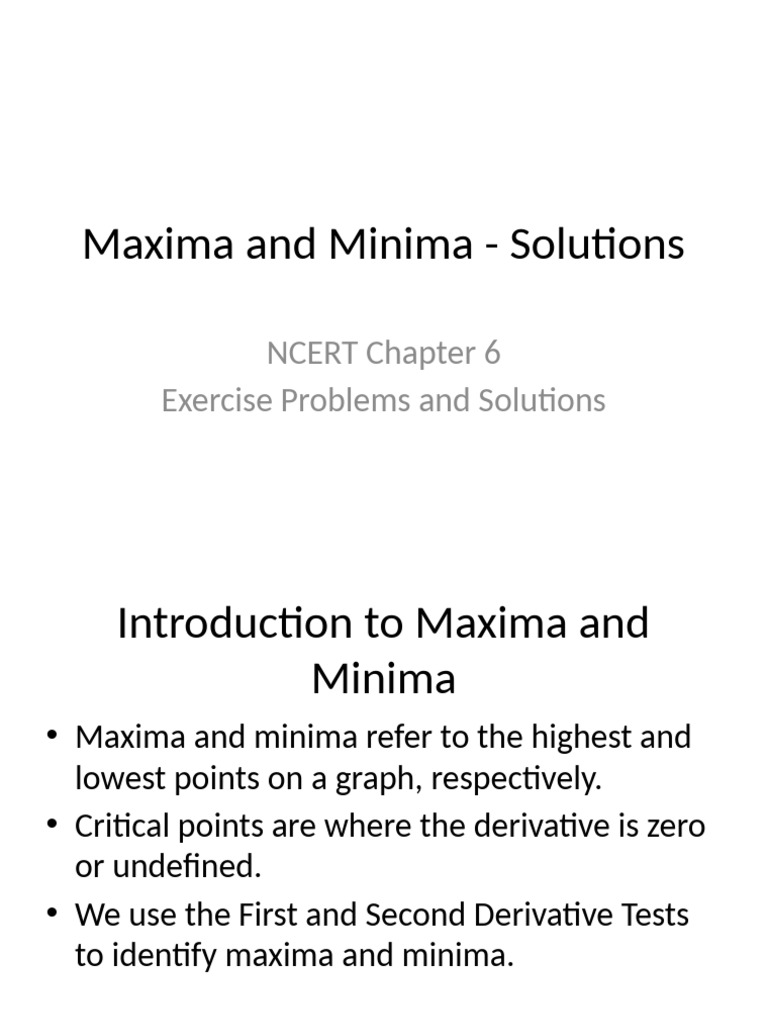Maxima Minima NCERT Solutions | PDF