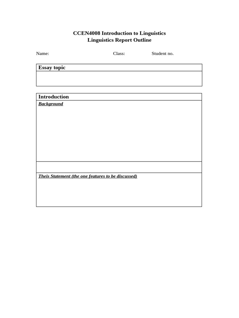Linguistics Report Outline Template | PDF