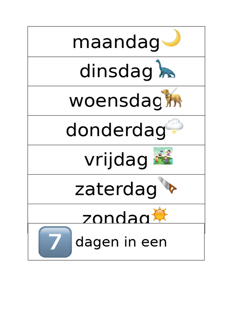 Weekdagen Kalender Met Wasknijper | PDF