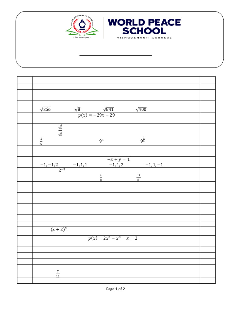 Grade IX Term 1 Math Sample Paper 2024-25 | PDF | Factorization | Equations