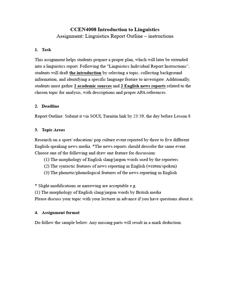 Linguistics Report Outline | PDF | Linguistics | English Language