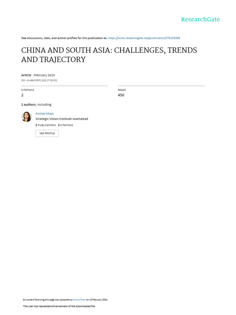 China and South Asia Challenges Trends and Trajectory2 | PDF | South Asia | China