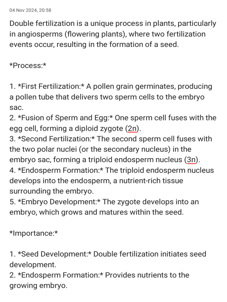 Understanding Double Fertilization in Plants | PDF