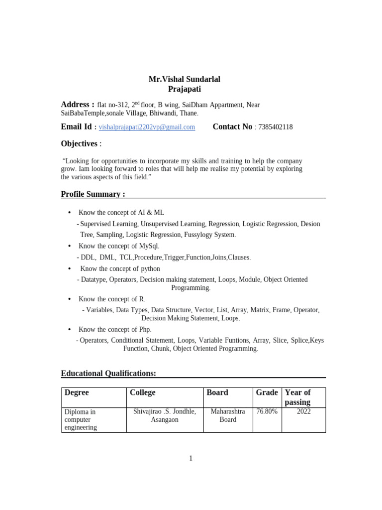 VISHAL P | PDF | My Sql | Php