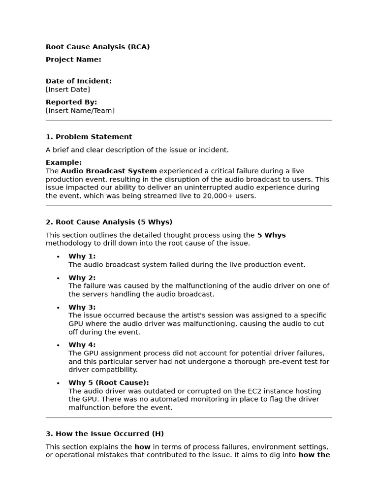 RCA 5-Why's Template | PDF | Load Balancing (Computing) | Computer ... RCA 5-Why's Template | PDF | Load Balancing (Computing) | Computer ...