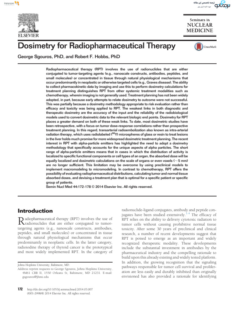 Dosimetry for Radiopharmaceutical Therapy | PDF | Radiation Therapy ...
