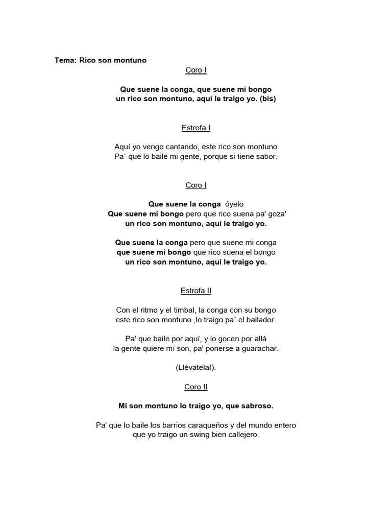 Rico Son Montuno - Lyrics | PDF
