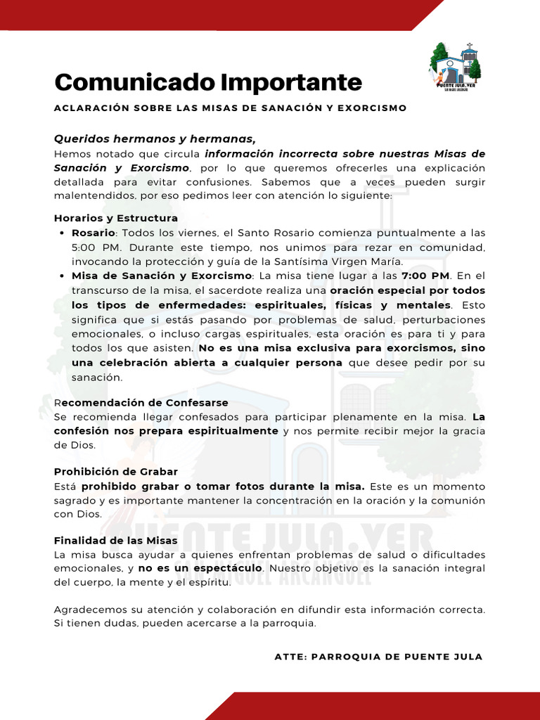 Comunicado Misas | PDF | Salud y bienestar