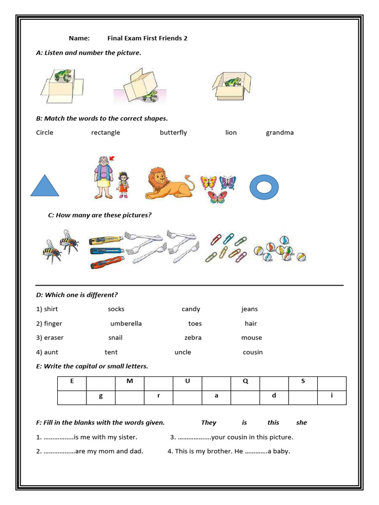 Final Exam First Friends 2 - Watermarked | PDF