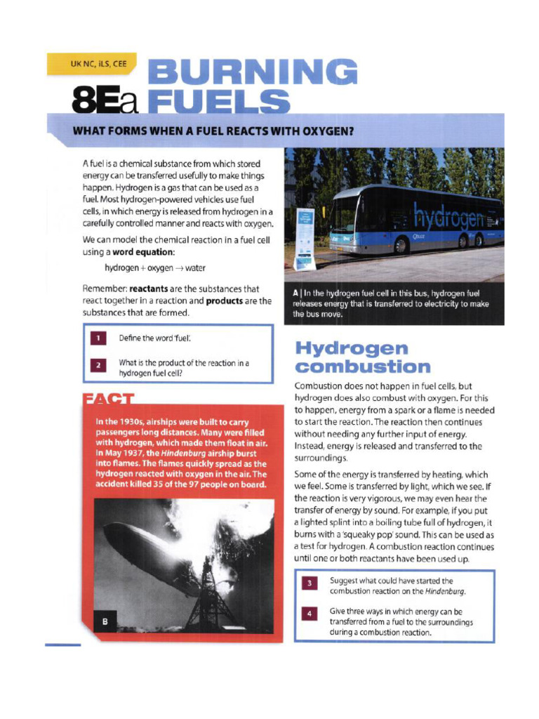 8ea and 8eb Combustion and Burning Fuel and Oxidation | PDF