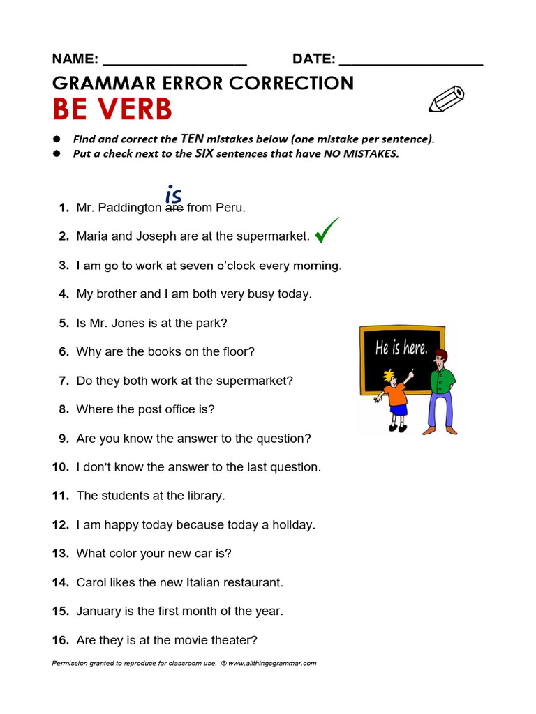 Grammar Error Correction Exercise | PDF