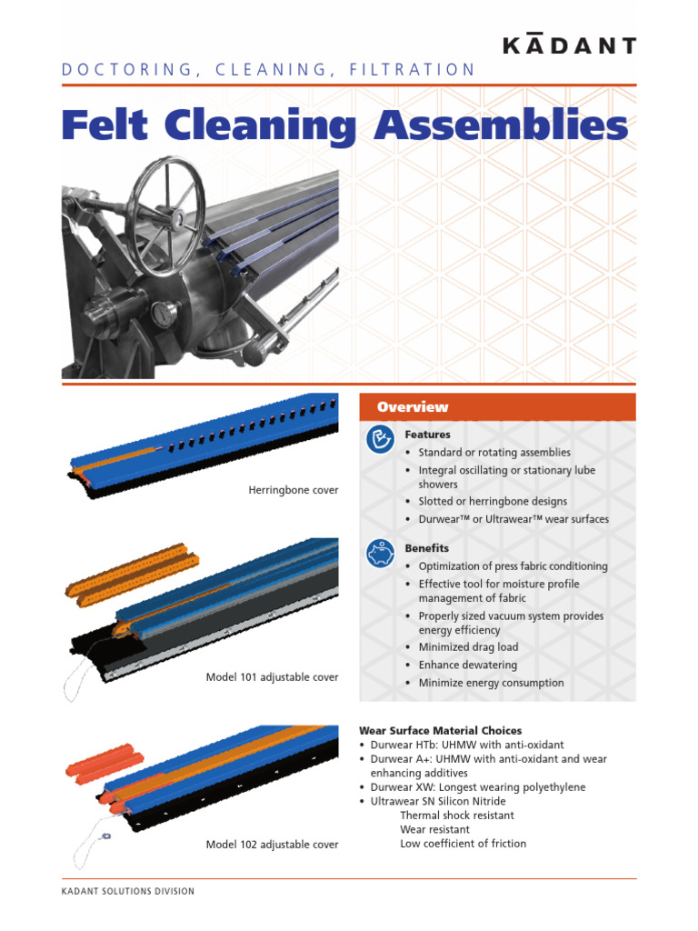 Felt Cleaning Assemblies Brochure | PDF | Materials | Applied And ...