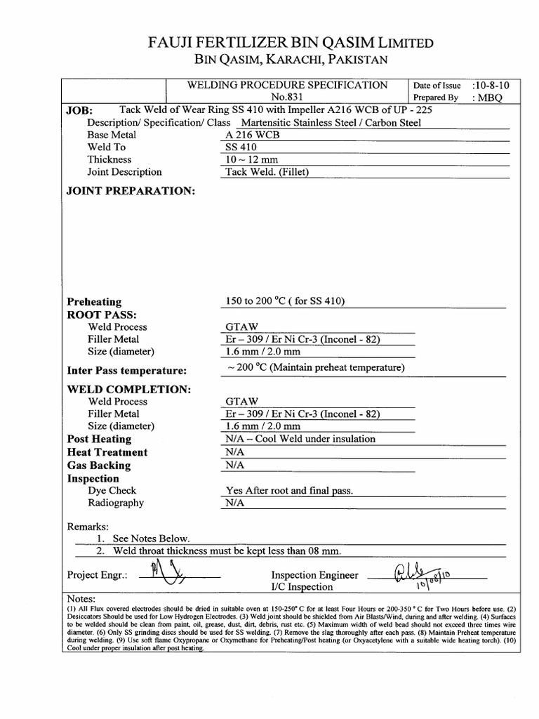 WPS for Waer ring welding | PDF | Welding | Construction
