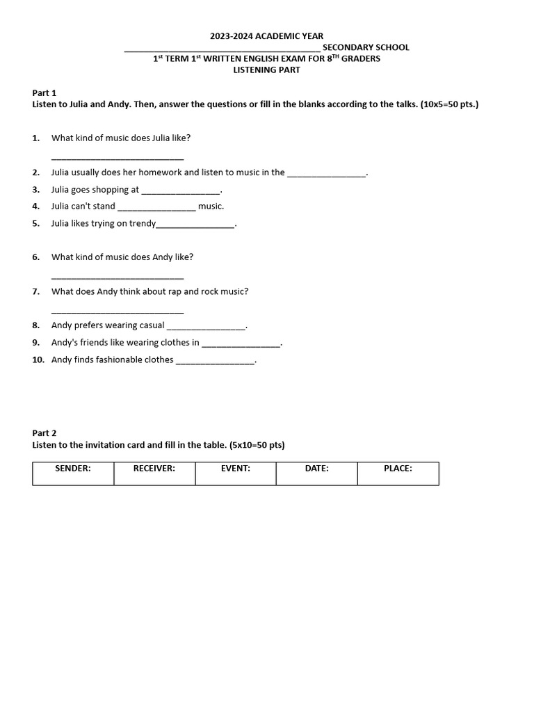 811 Listening Part With Key | PDF