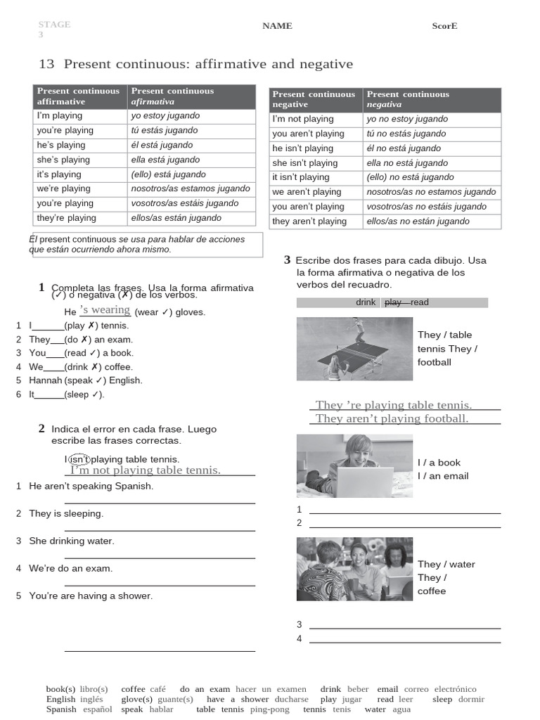 16-Stage 3 13 Present Continuous Affirmative and Negative | PDF