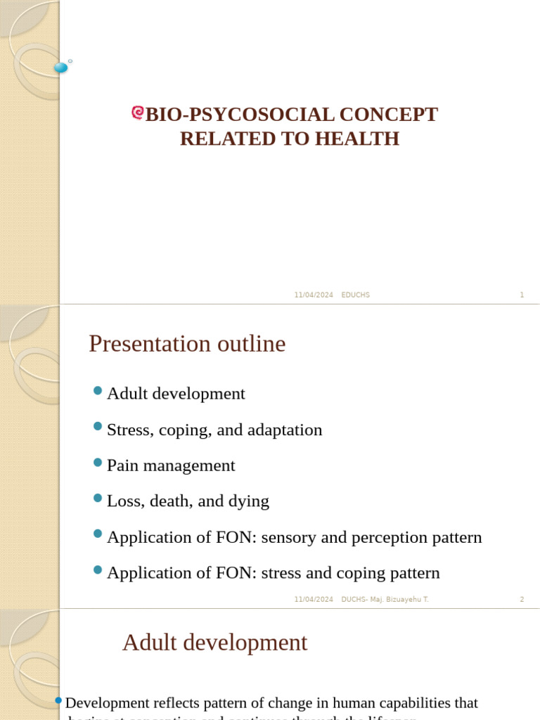 CHAPTER 2 Bio Psychoscocial and Health Related Concepts To BSC | PDF | Pain | Stress (Biology)