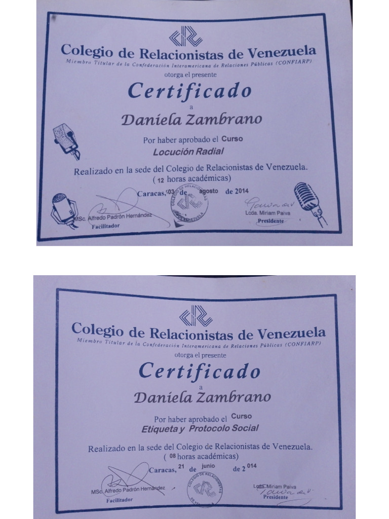 Certificados de Cursos Daniela Alejandra Zambrano Ramírez | PDF
