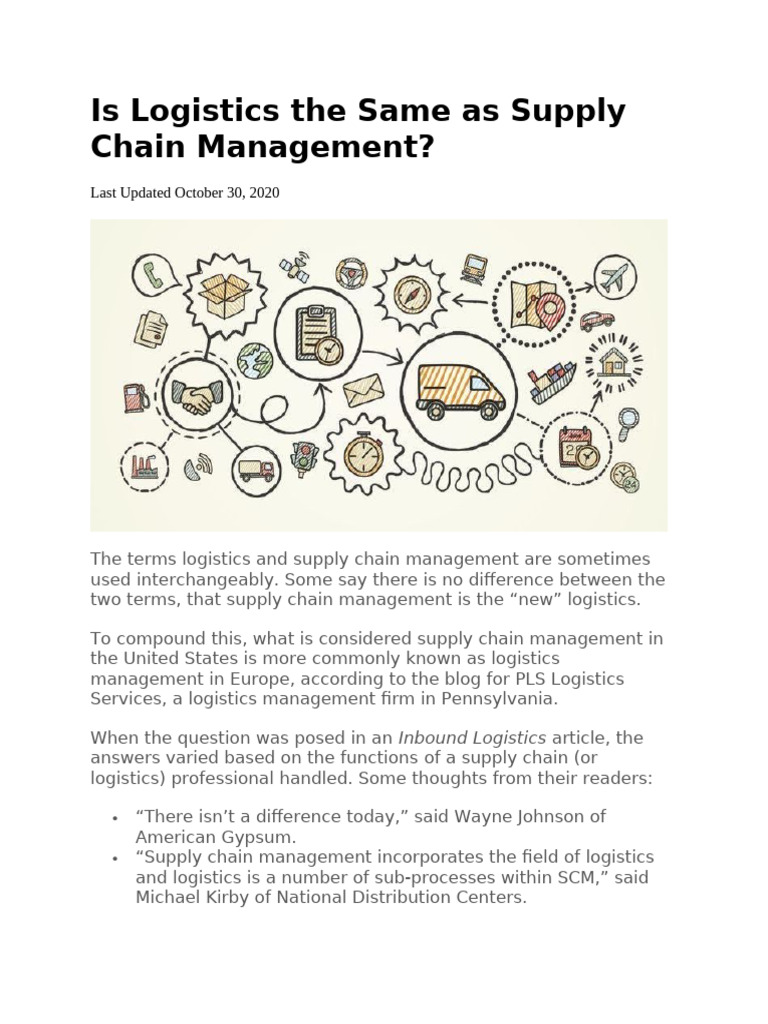 Logistics vs. Supply Chain Management | PDF | Logistics | Supply Chain ...