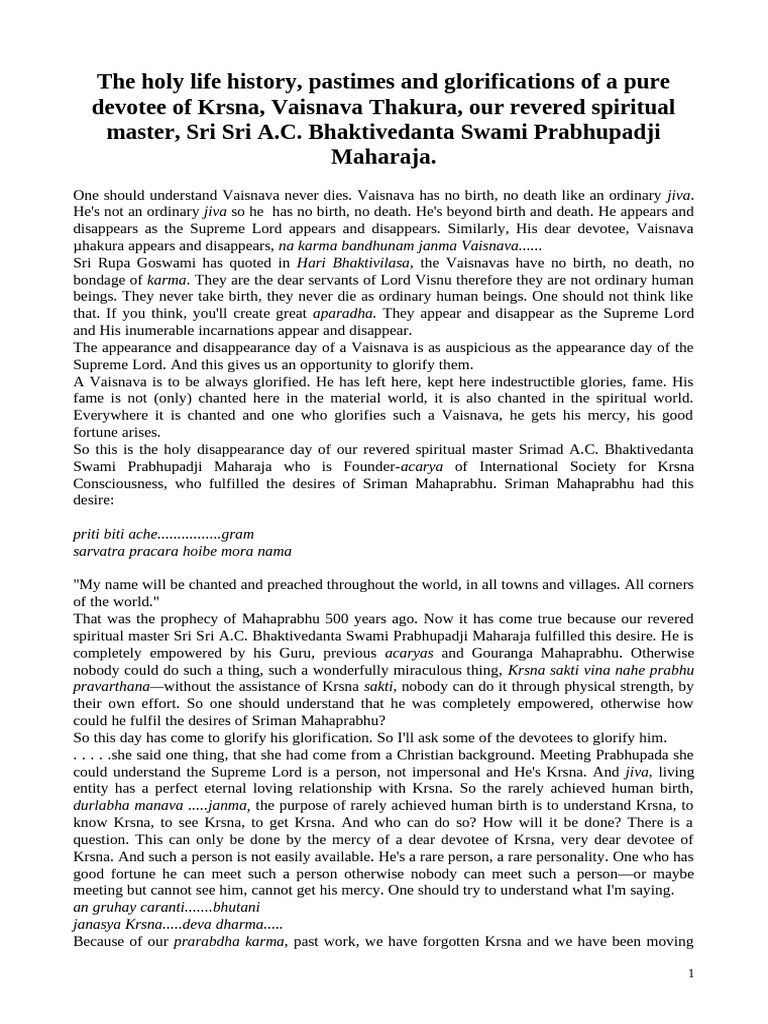 Glorifications of A Pure Devotee of Krsna | PDF | Vaishnavism | Krishna