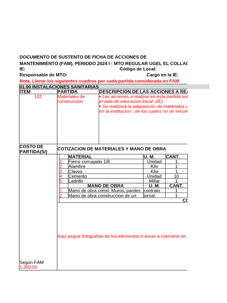 Documento de Sustento - Fam 2024 | PDF