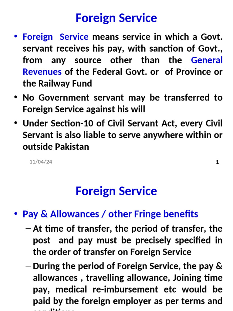 Foreign Service Regulations Overview | PDF | Pension | Government Finances