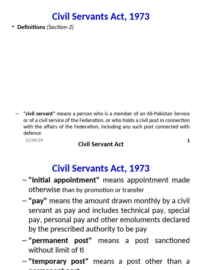 CSA 1973 & Seniority Rules | PDF | Civil Service | Justice