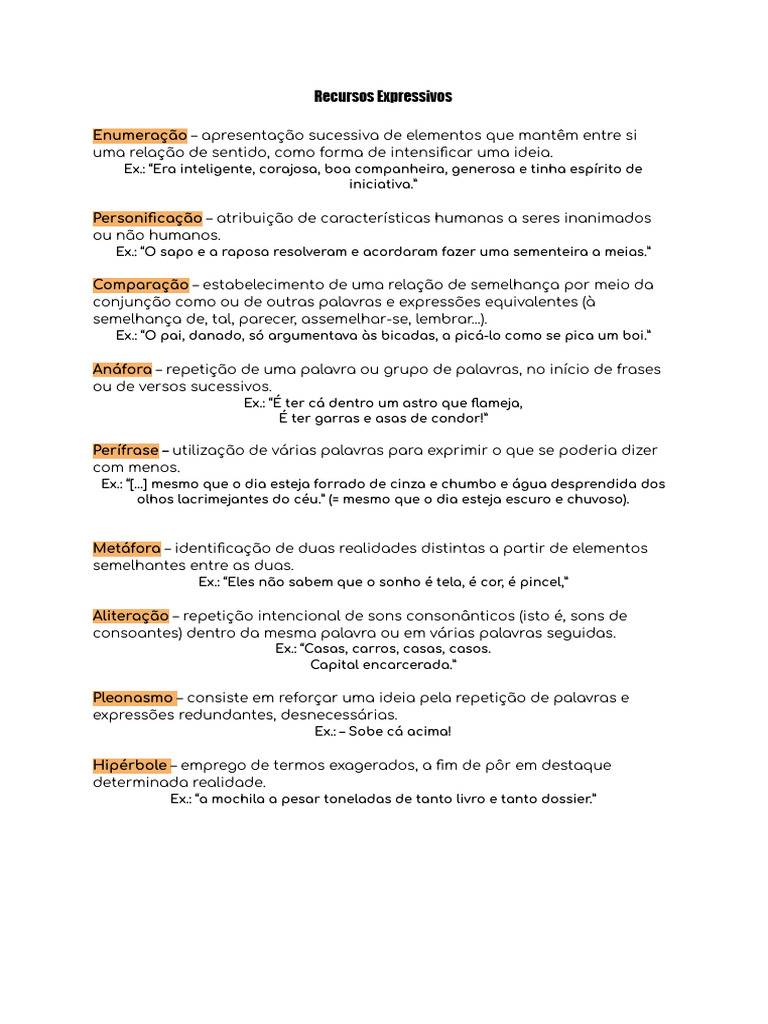 Recursos Expressivos para 7º Ano | PDF | Artes Linguísticas e Disciplina