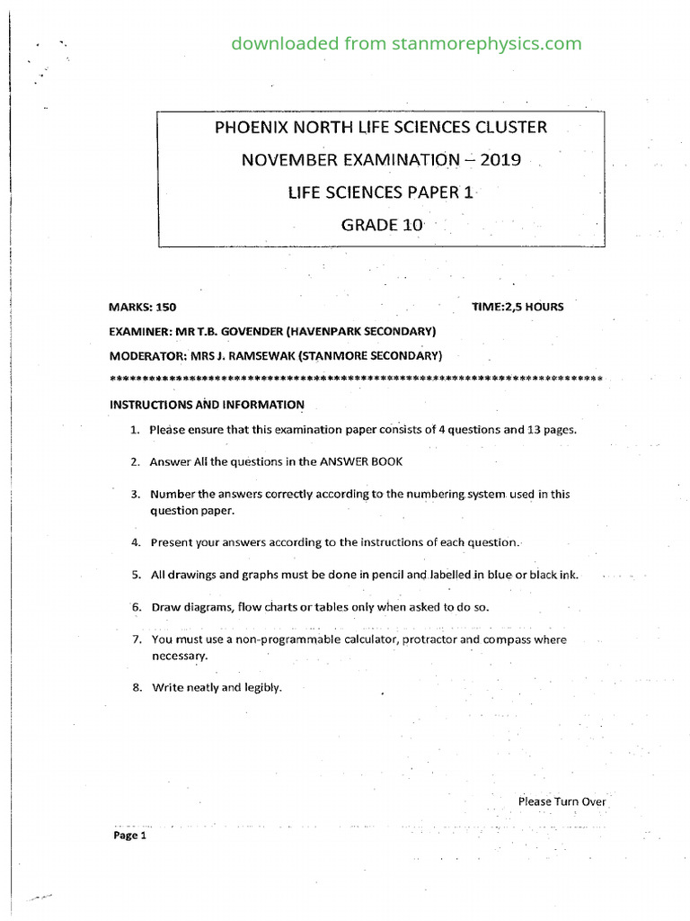 Nov 2019 P1 Grade 10 P1 and Memo | PDF | Social Science