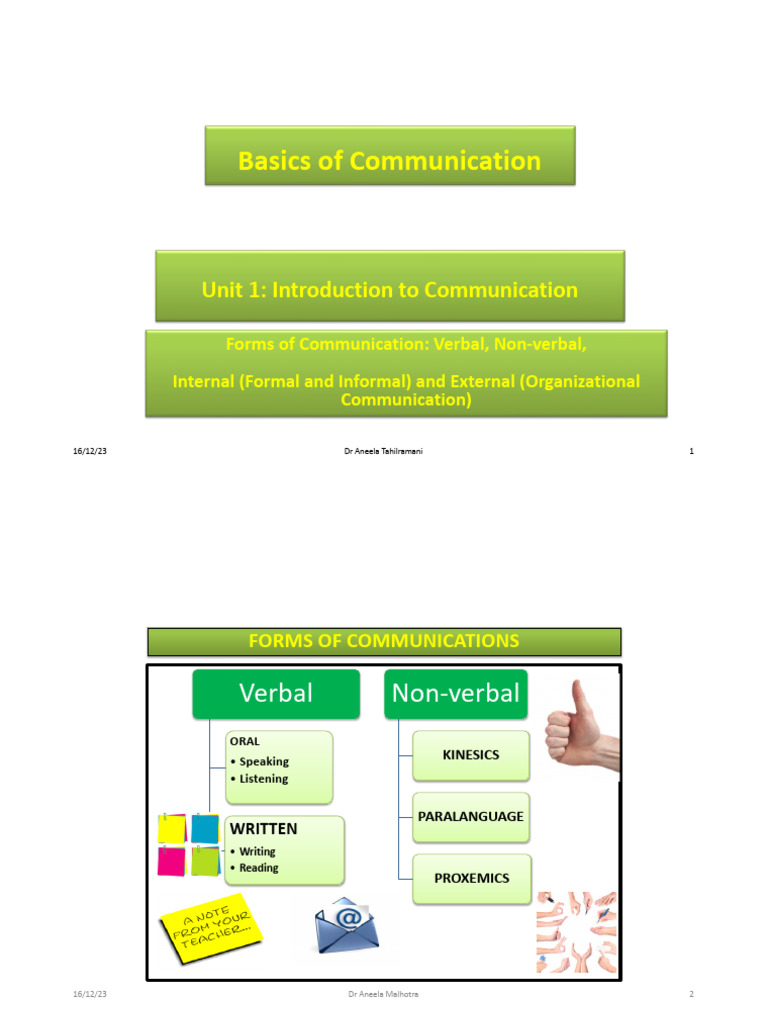 Lecture 6 & 7 (Unit 1 - Forms of Communication) | PDF | Communication ...