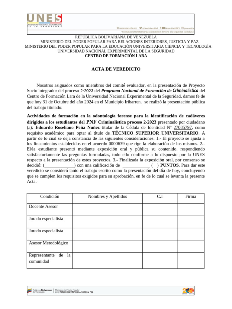 Acta de veredicto | PDF