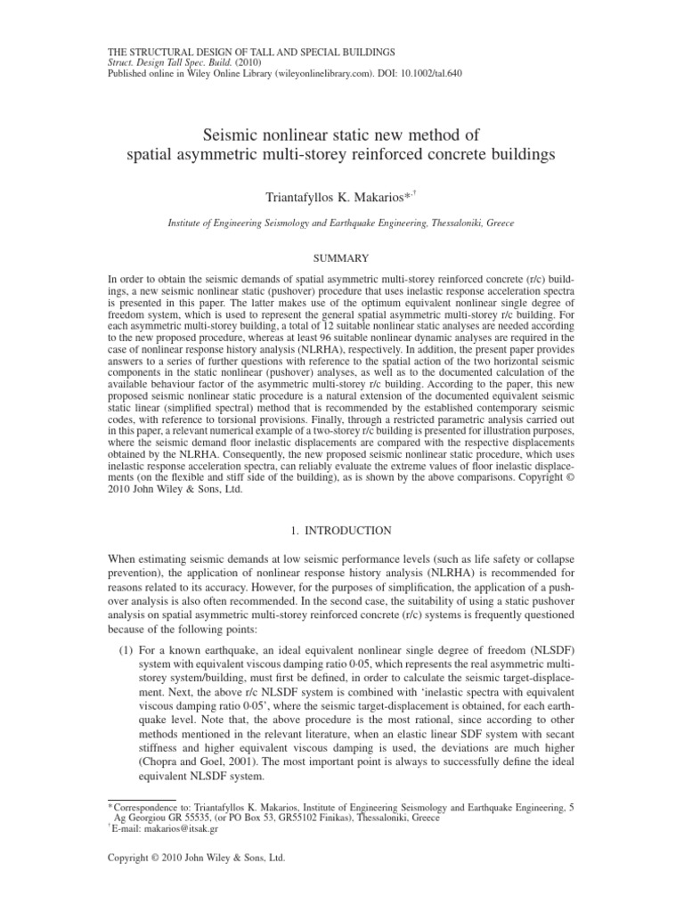 Seismic Nonlinear Static New Method of S | PDF | Earthquake Engineering ...