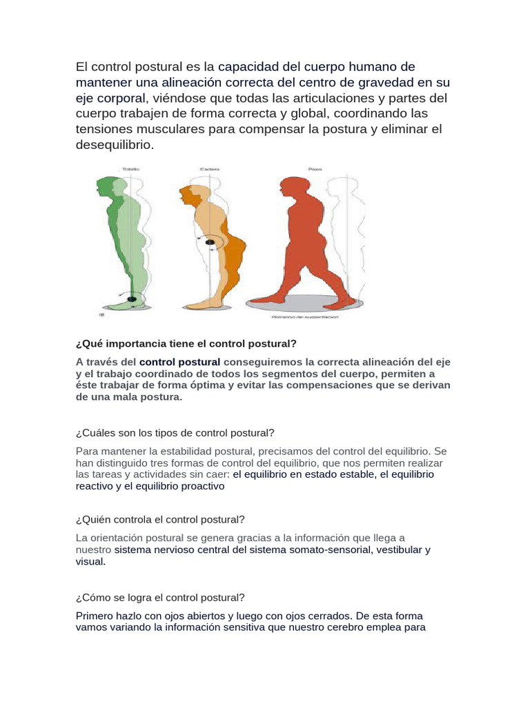 Importancia del Control Postural | PDF