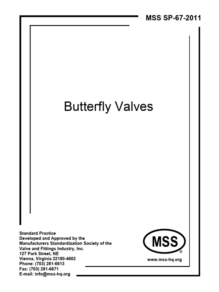 MSS SP-67 - 2011 | PDF | Valve | Pipe (Fluid Conveyance)