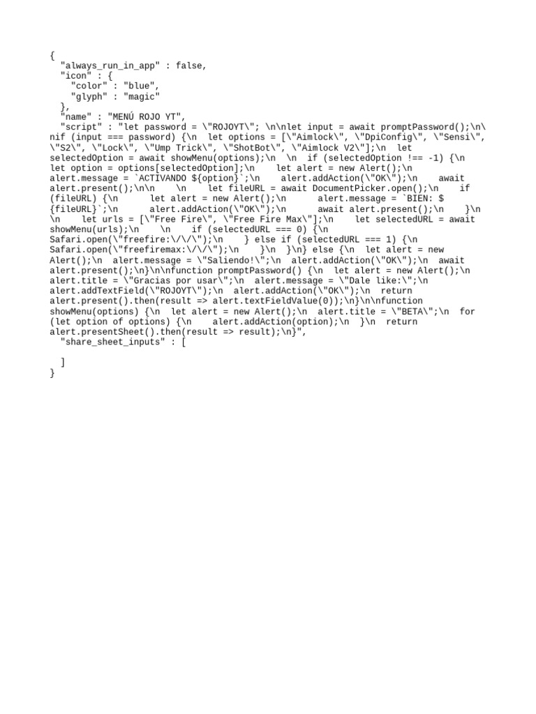 MENÚ ROJO YT - Scriptable | PDF