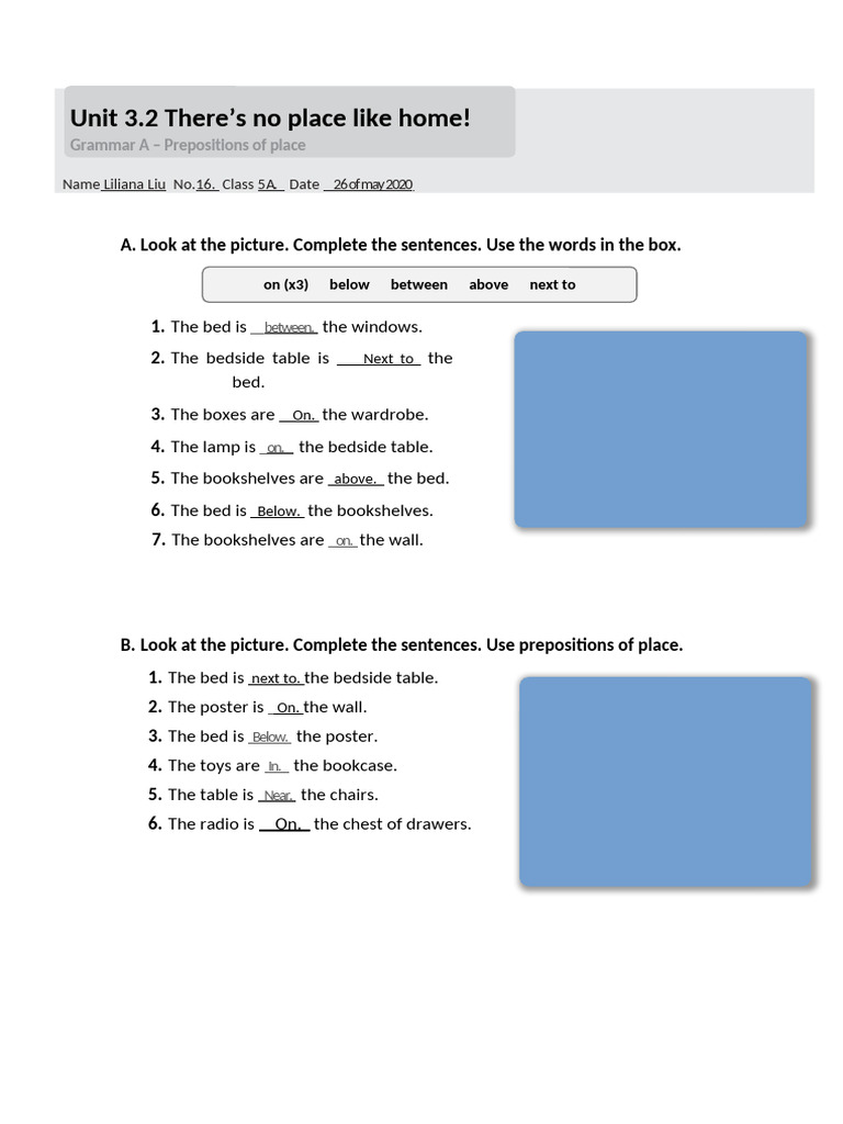 Test Prepositions of Place | PDF