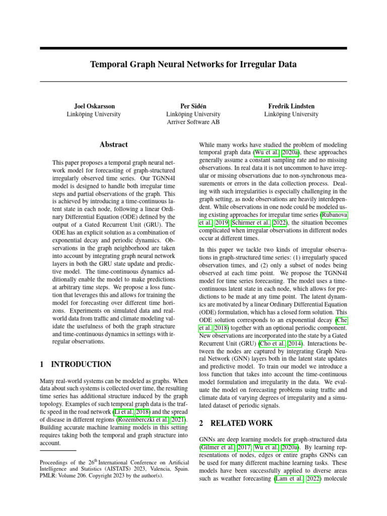 Temporal Graph Neural Networks for Irregular Data | PDF | Computational ... Temporal Graph Neural Networks for Irregular Data | PDF | Computational ...