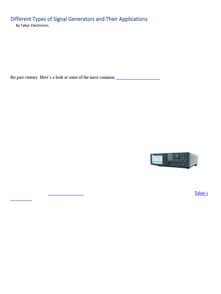 Different Types of Signal Generators and Their Applications | PDF ...