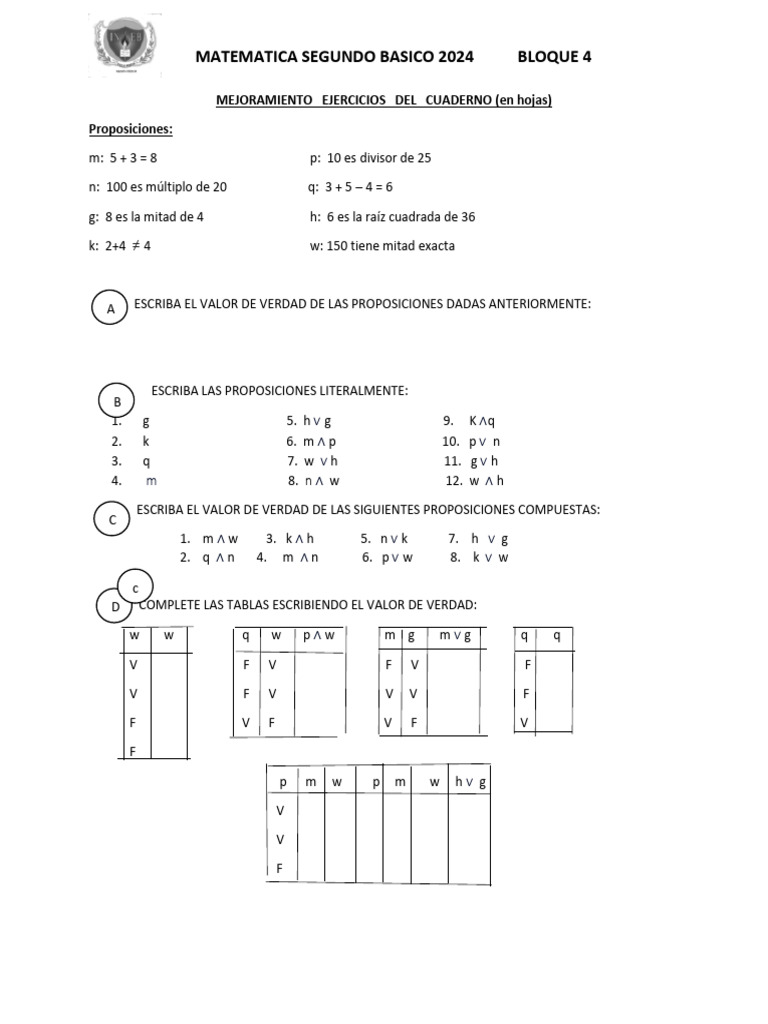 Hoja4 2 | PDF | Proposición