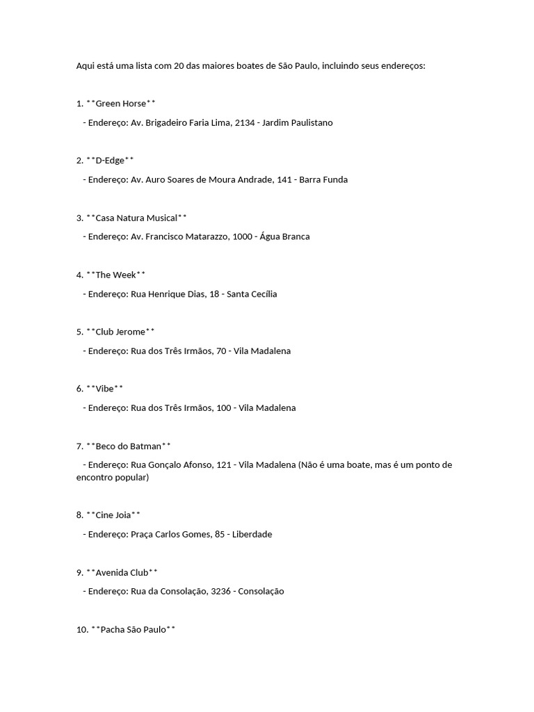 Aqui Está Uma Lista Com 20 Das Maiores Boates de São Paulo | PDF ...