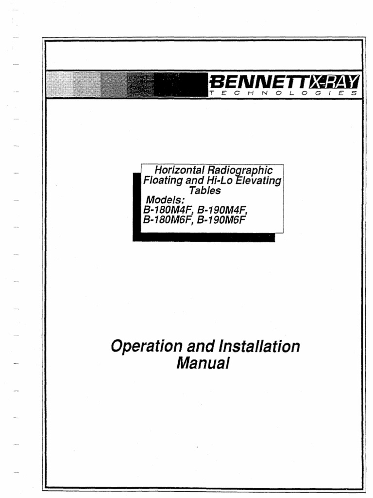 Bennett Table Service Manual B1804MF | PDF