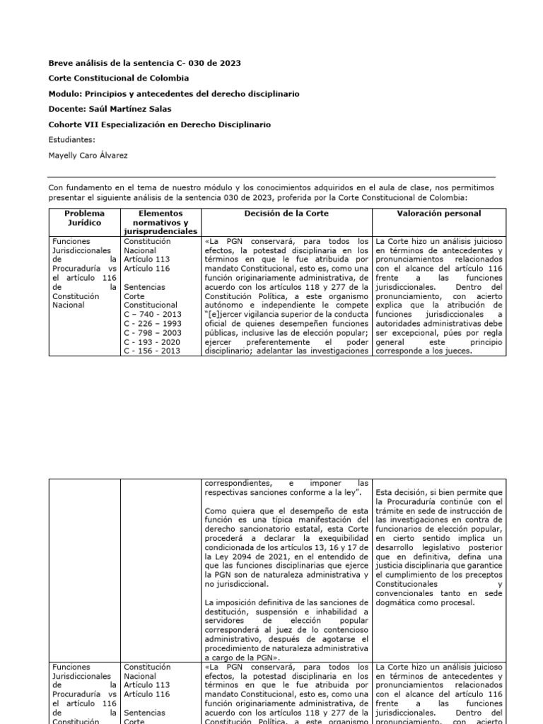 Análisis Sentencia C-030 DE 2023 | PDF | Constitución | Jurisdicción