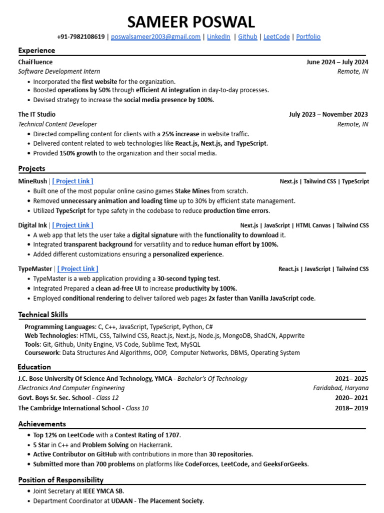 SAMEER POSWAL Resume - 2-1 | PDF | Java Script | World Wide Web