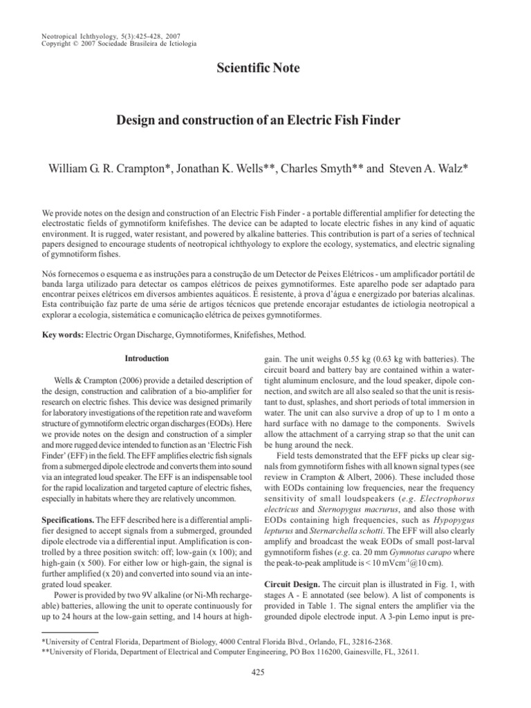 Design and Construction of An Electric Fish Finder | PDF | Loudspeaker ...