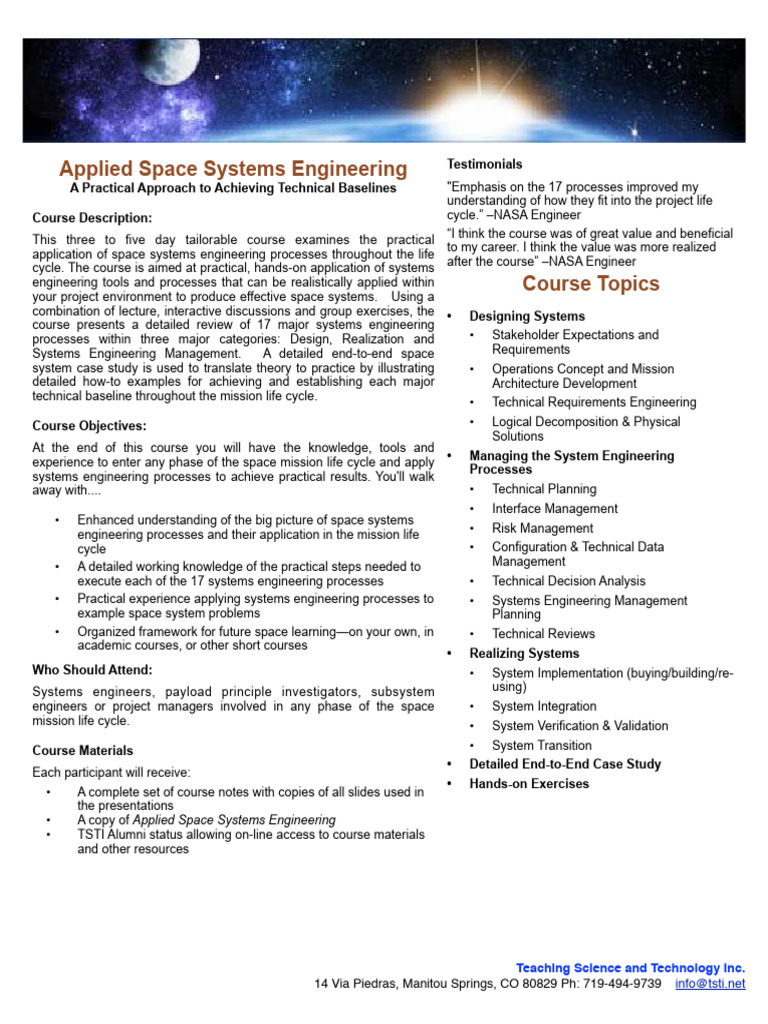 Applied Space Systems Engineering | PDF | Systems Engineering | System